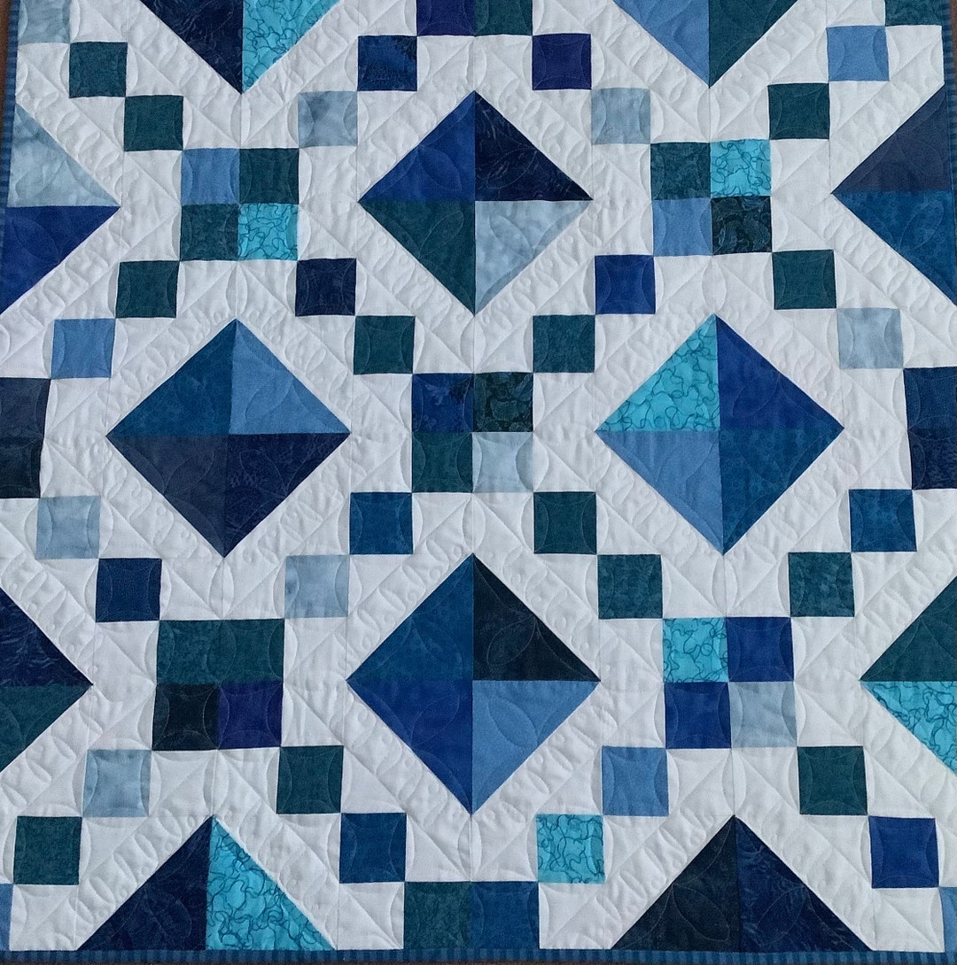 Handmade Jewel Box Baby Quilt in Shades of Blue. - Etsy