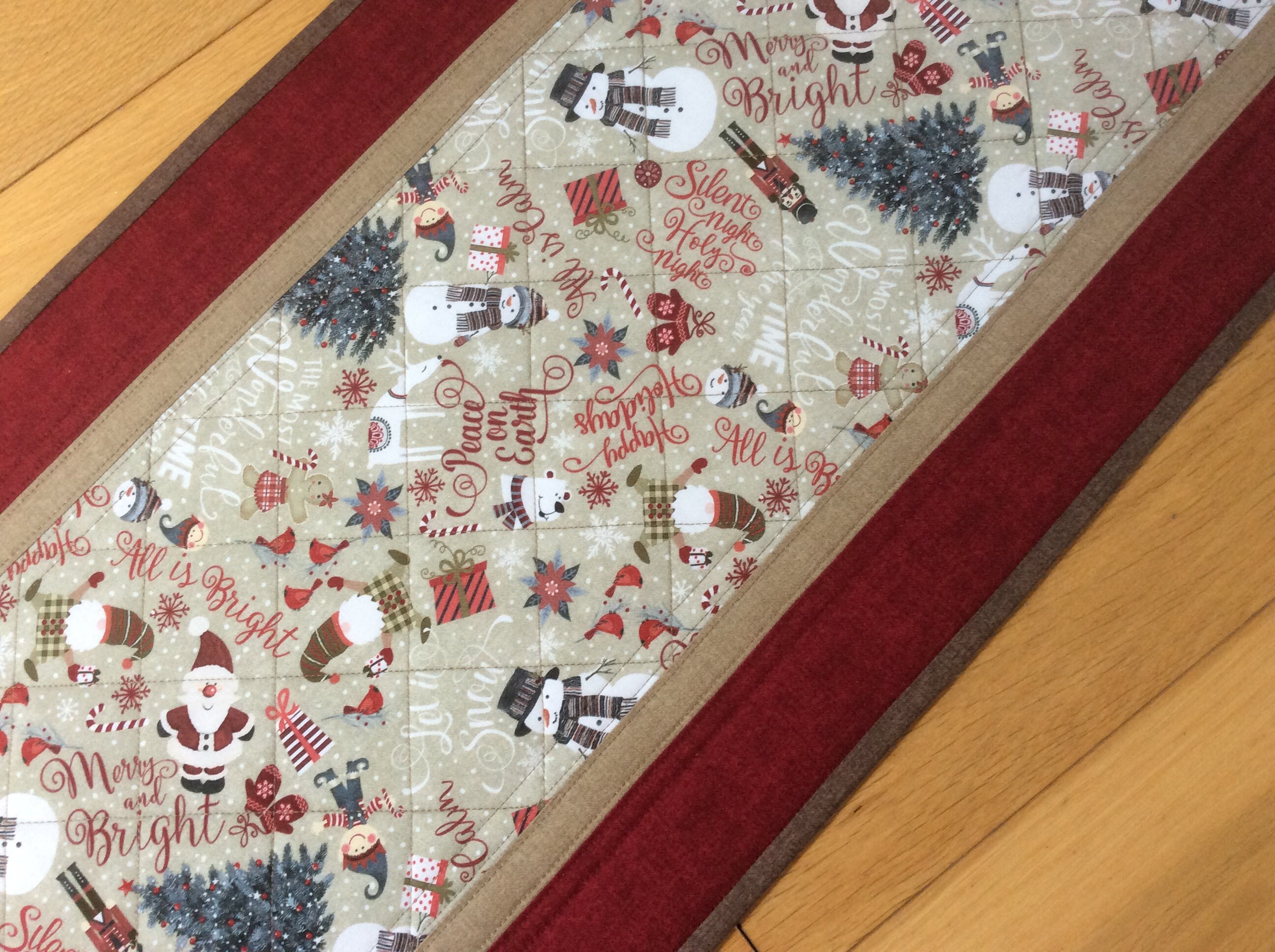 Christmas Table Runner. Holiday Table Topper. Let it snow Table Runner.