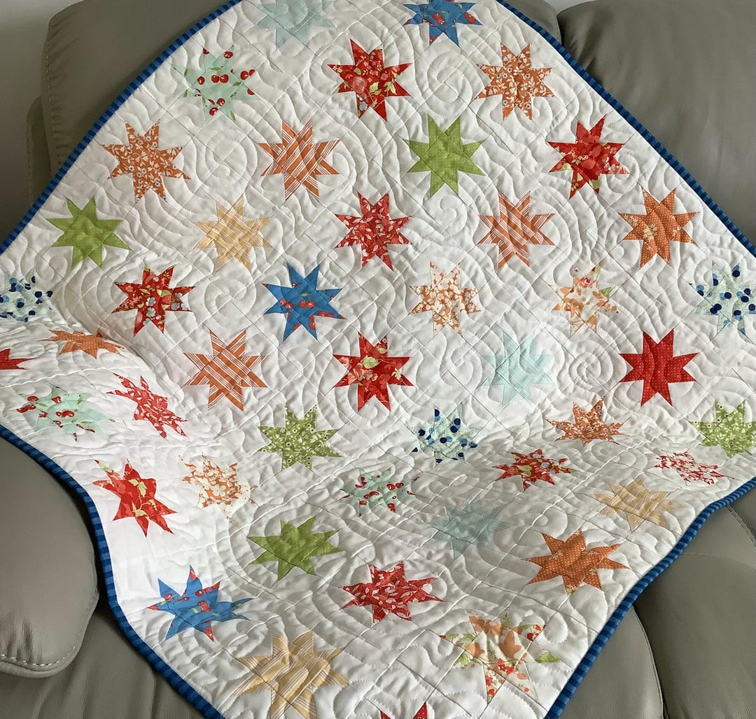 Handmade Twinkling Stars Baby Quilt. Handmade Baby Blanket. Unique Baby ...