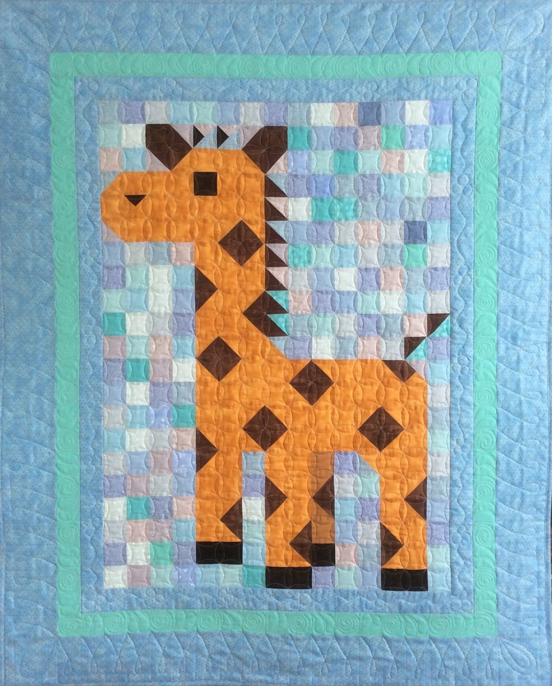 Handmade Giraffe Baby Quilt. Cot Quilt. Play Mat. Baby Shower. Tummy ...