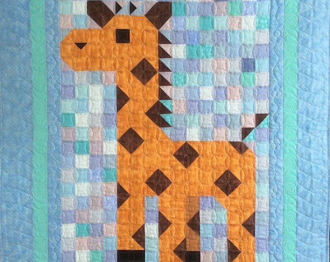 Handmade Giraffe Baby Quilt. Cot Quilt. Play Mat. Baby Shower. Tummy ...