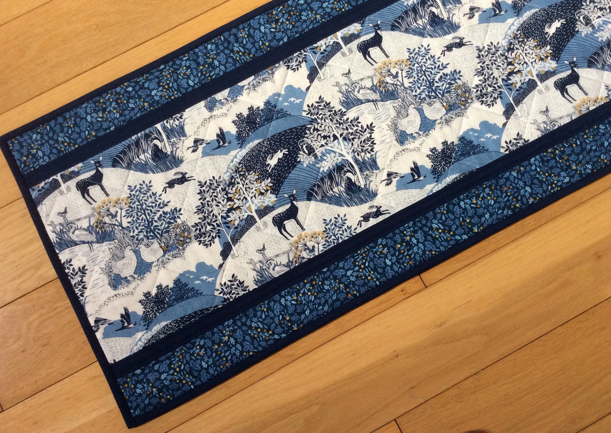 Countryside Quilted Table Runner. 41.75” x 15.50” Woodland table runner ...