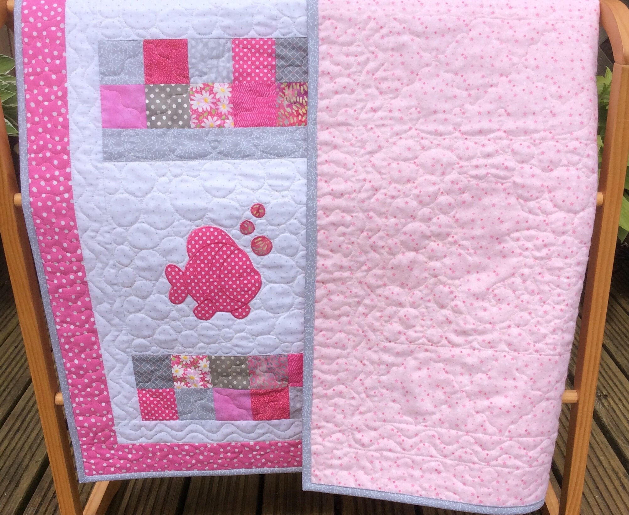Handmade baby quilt. Sea creatures baby quilt.
