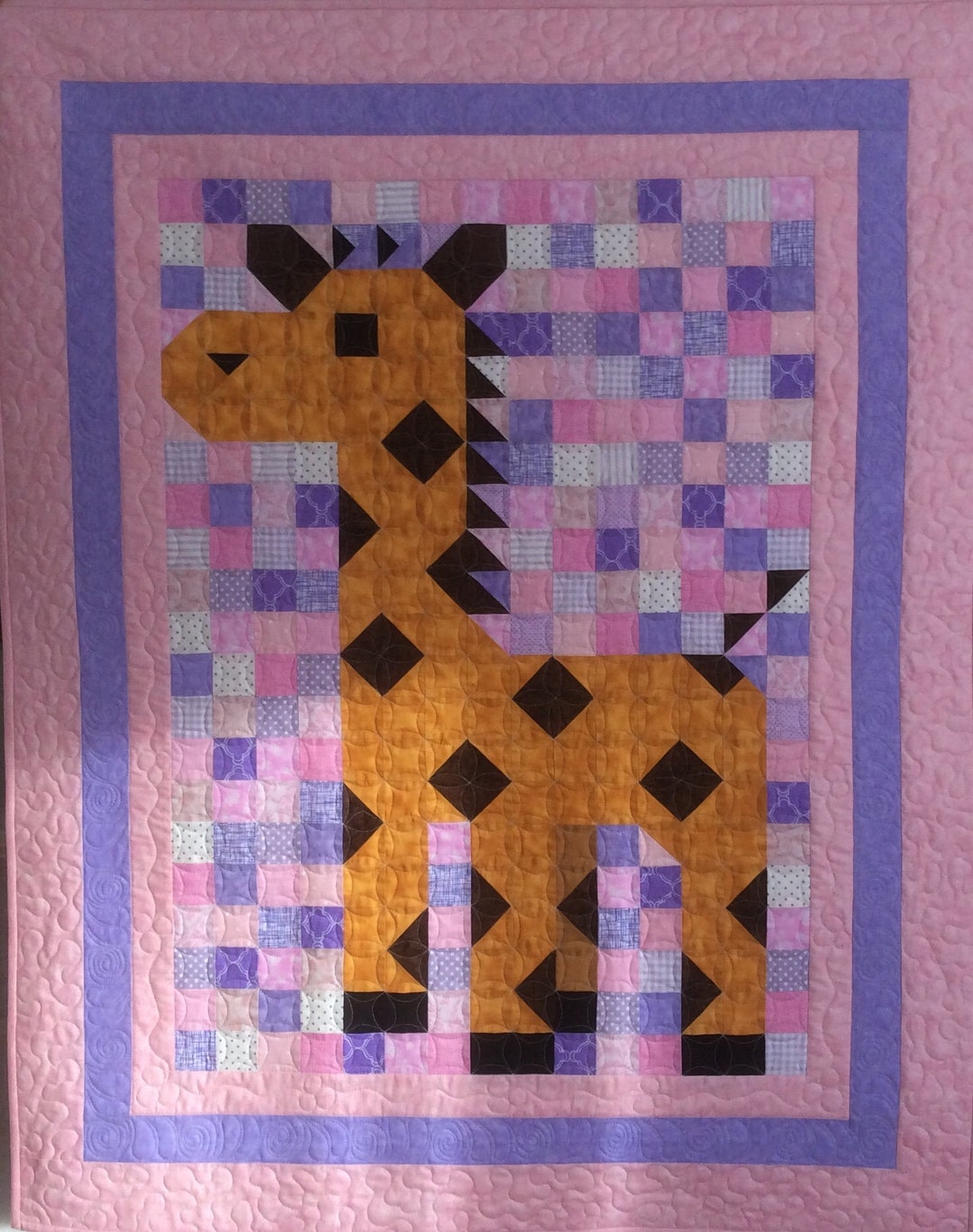 Handmade Giraffe Baby Quilt. Baby Shower. Baby Blanket. Snuggle Time ...