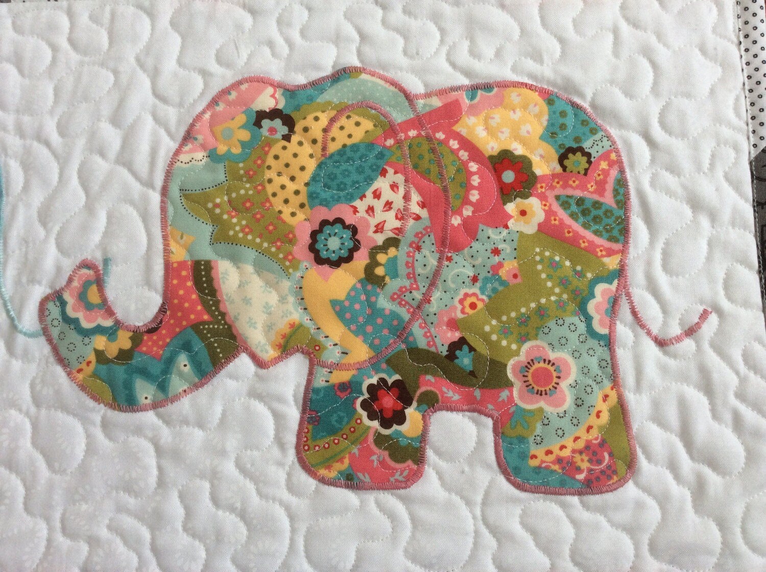 Handmade Baby quilt. Elephants on Parade 2. Free postage/Shipping