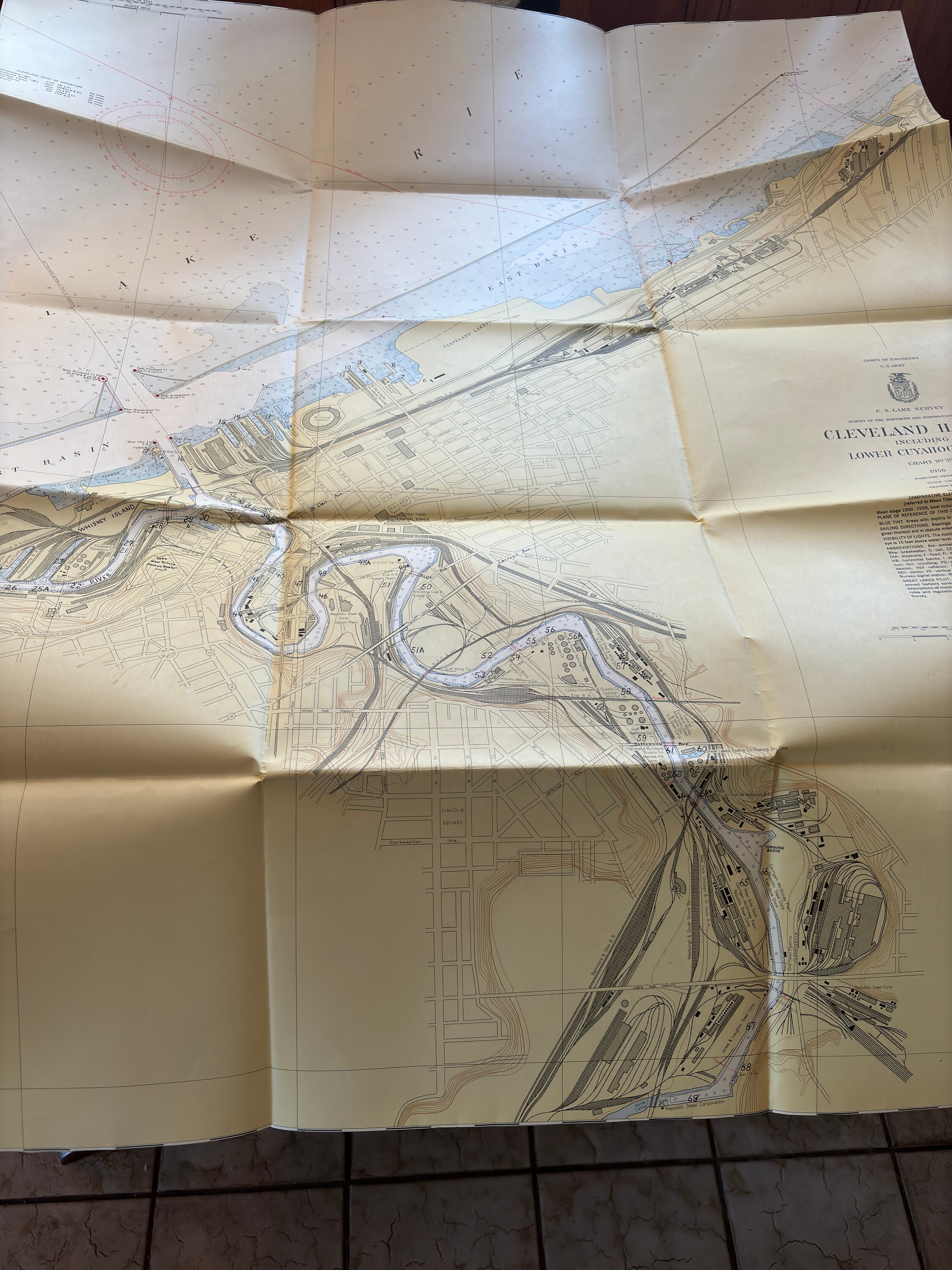 1956 Map of Cleveland Harbor 31 X36 - Etsy