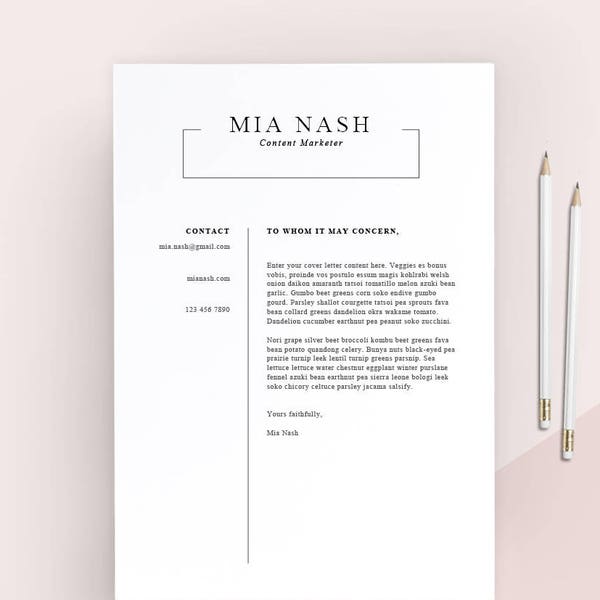 Simple Cover Letter - Etsy
