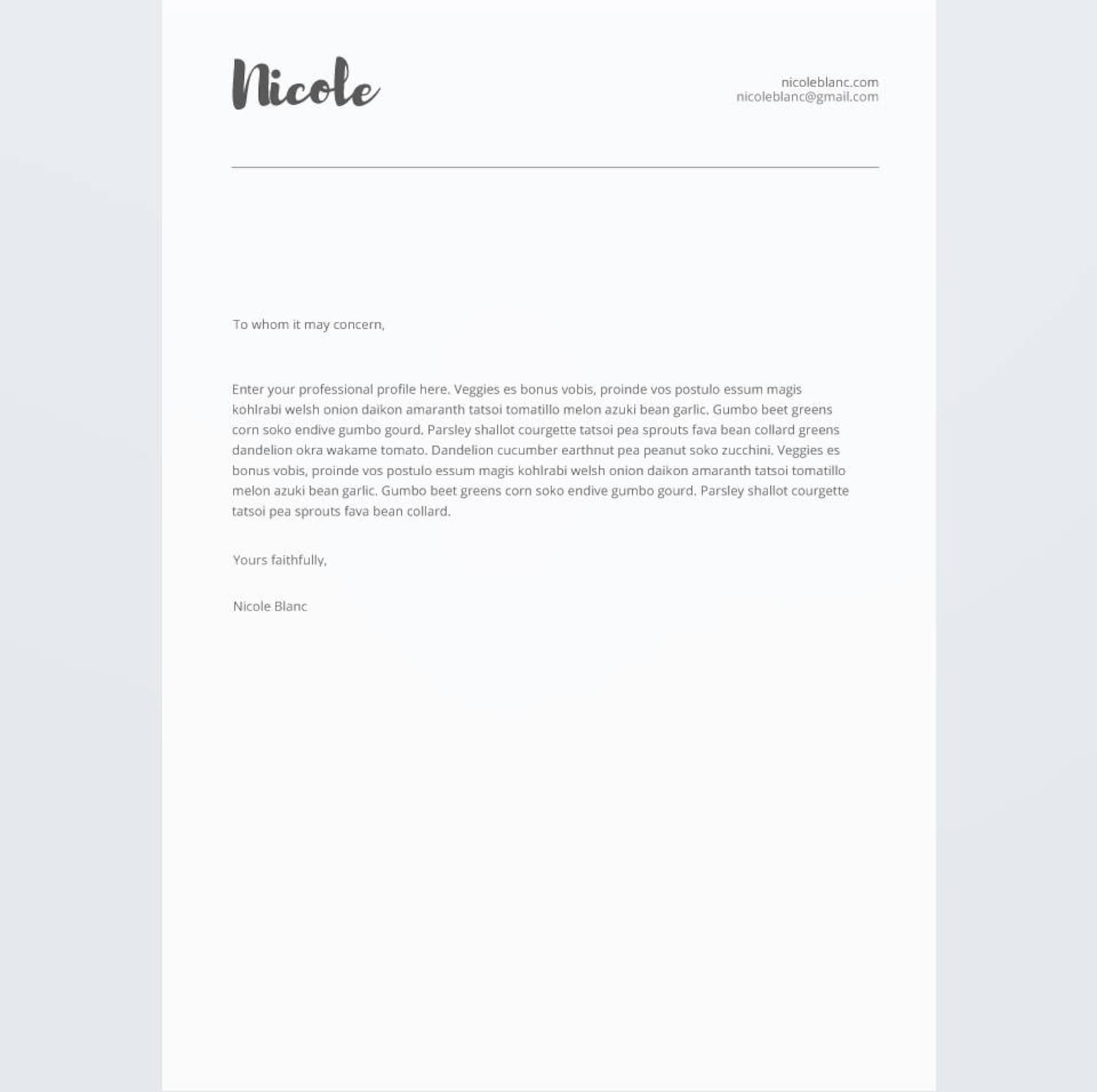 Clean Cover Letter Template Cover Letter Letterhead Word - Etsy Canada