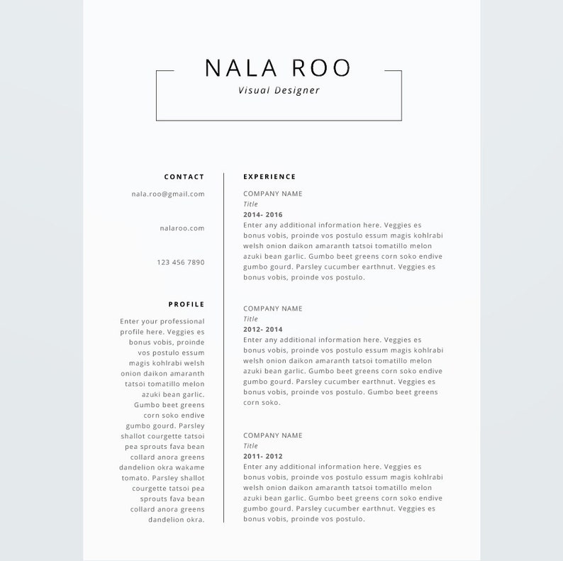 Clean Resume Template Cover Letter CV Template Simple - Etsy UK