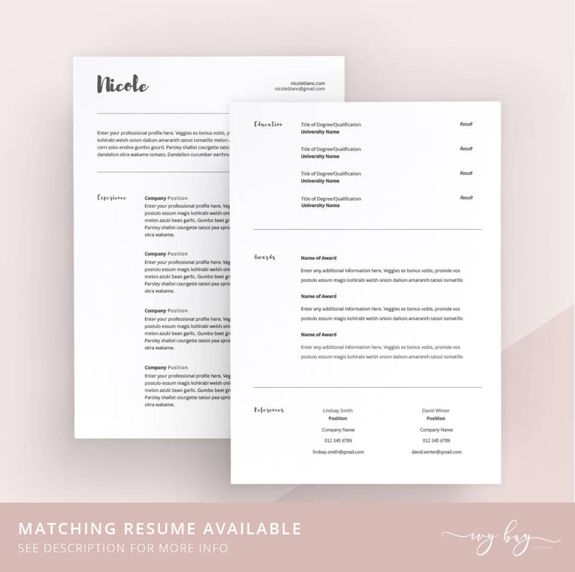 Clean Cover Letter Template Cover Letter Letterhead Word - Etsy Canada
