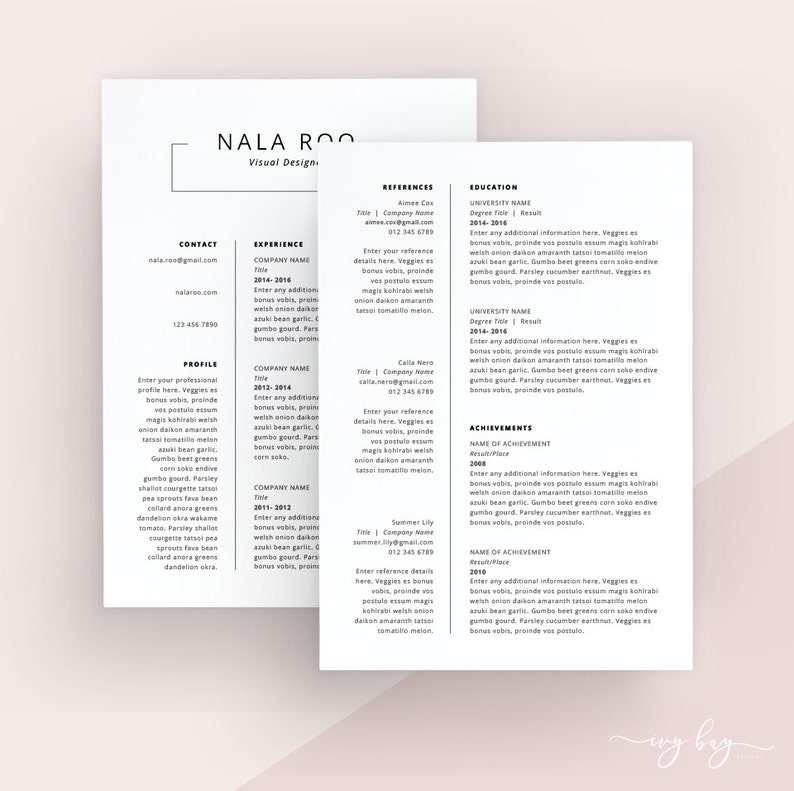 Clean Resume Template Cover Letter CV Template Simple - Etsy UK