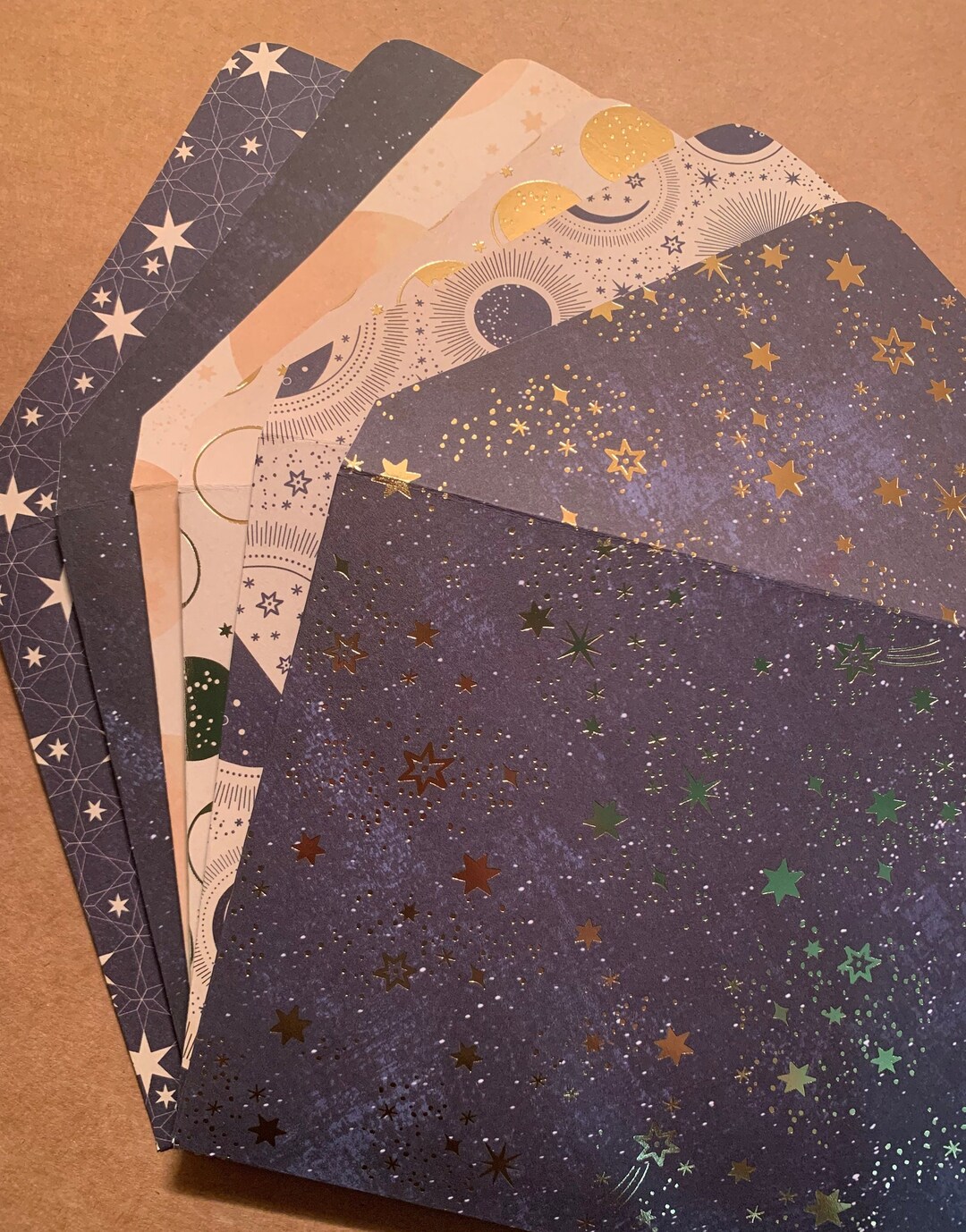 Handmade Starry Envelopes: Gold Celestial Cardstock, Self Adhesive, Set ...