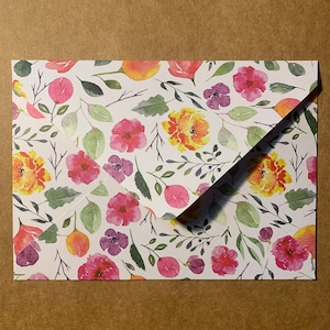 Handmade Botanical Envelopes, Painted Flowers, Patterned Cardstock ...
