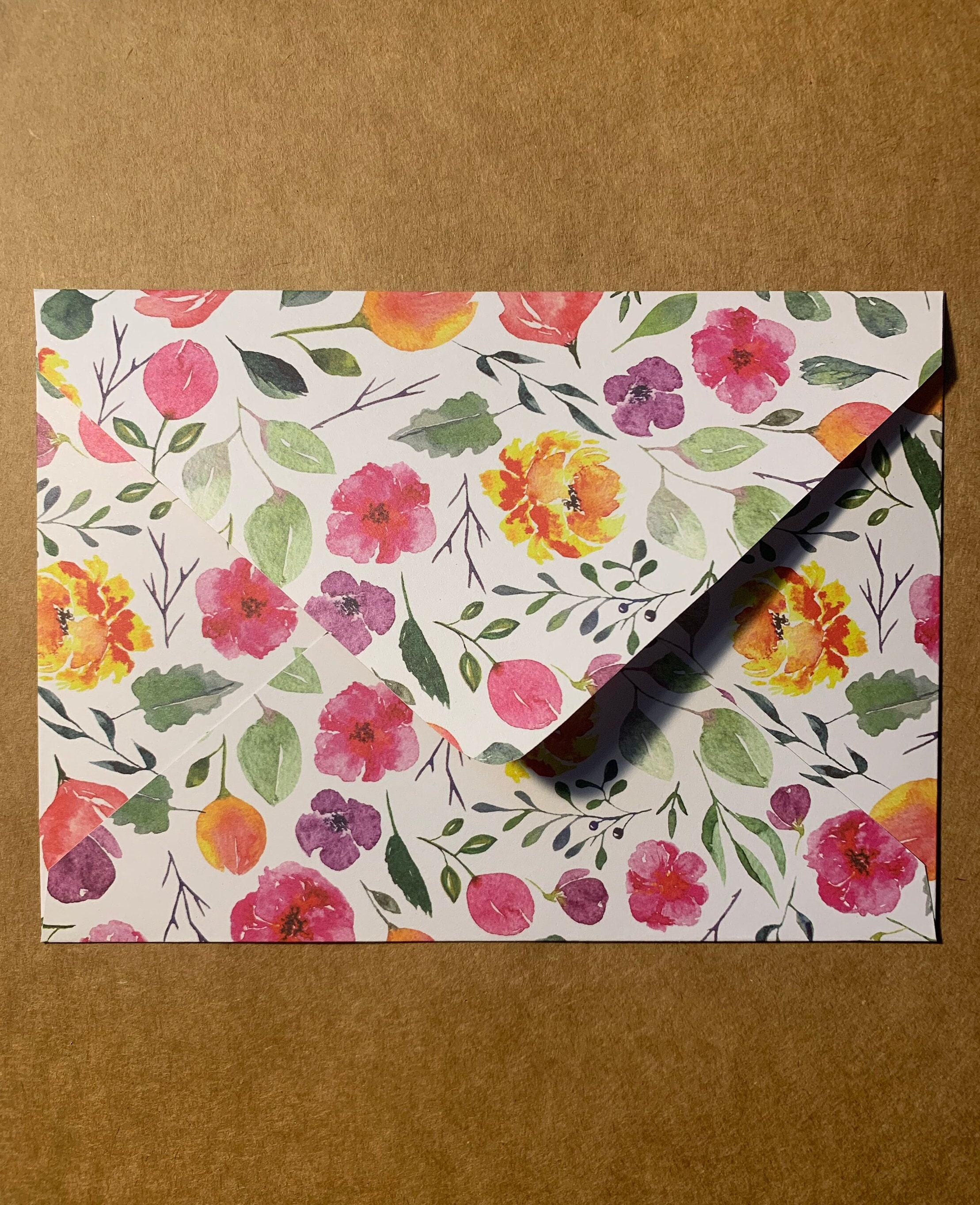 Handmade Botanical Envelopes, Painted Flowers, Patterned Cardstock ...