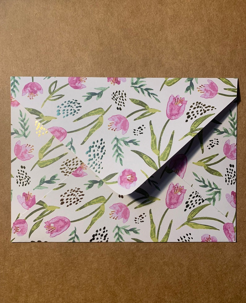 Handmade Botanical Envelopes, Painted Flowers, Patterned Cardstock ...