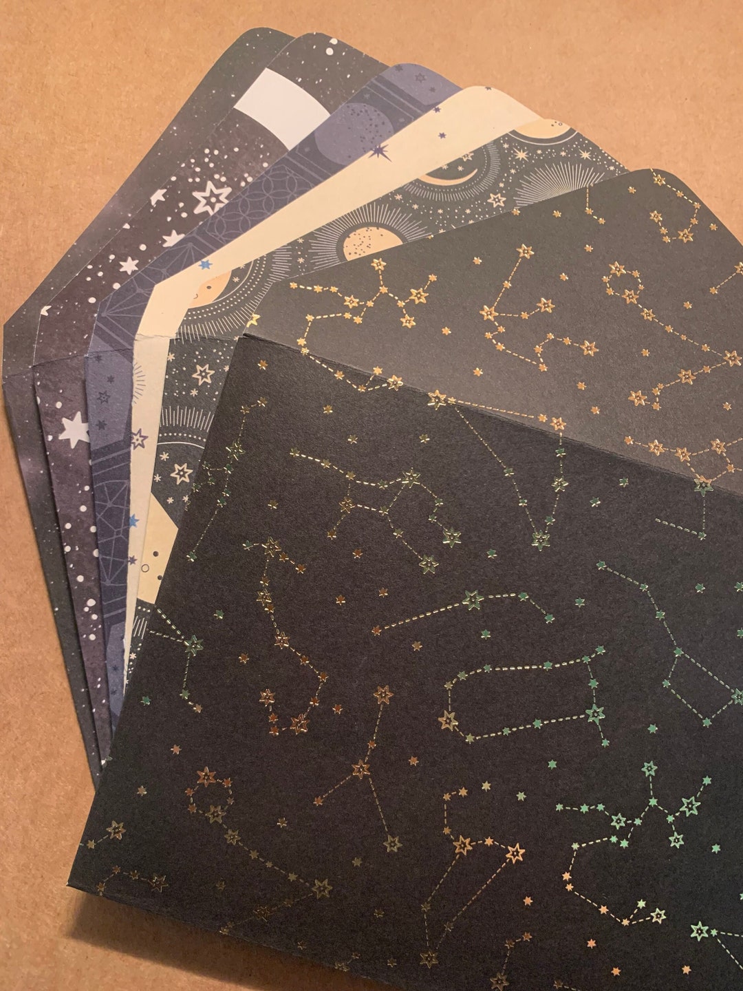 Handmade Dark Starry Envelopes, Black Envelopes, Patterned Cardstock ...
