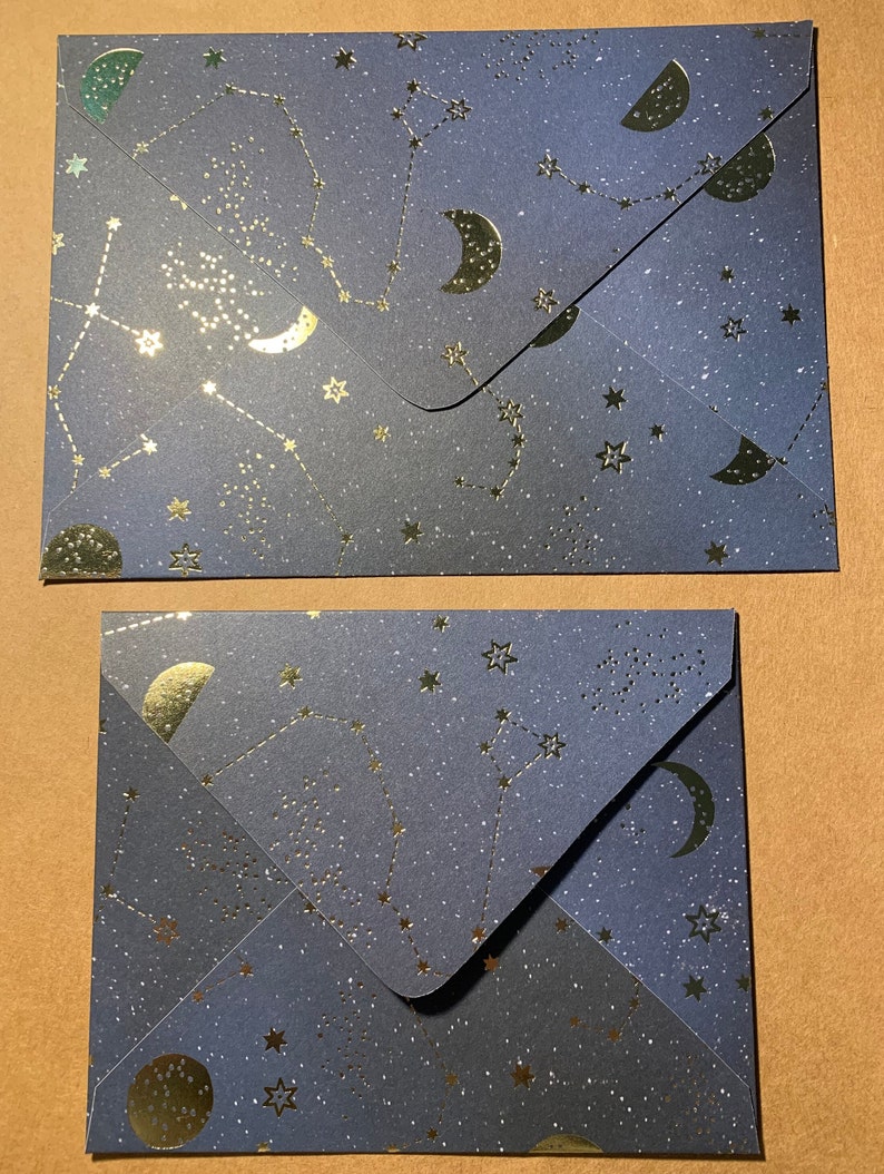 Handmade Starry Envelopes, Blue Envelopes, Patterned Cardstock, Self ...