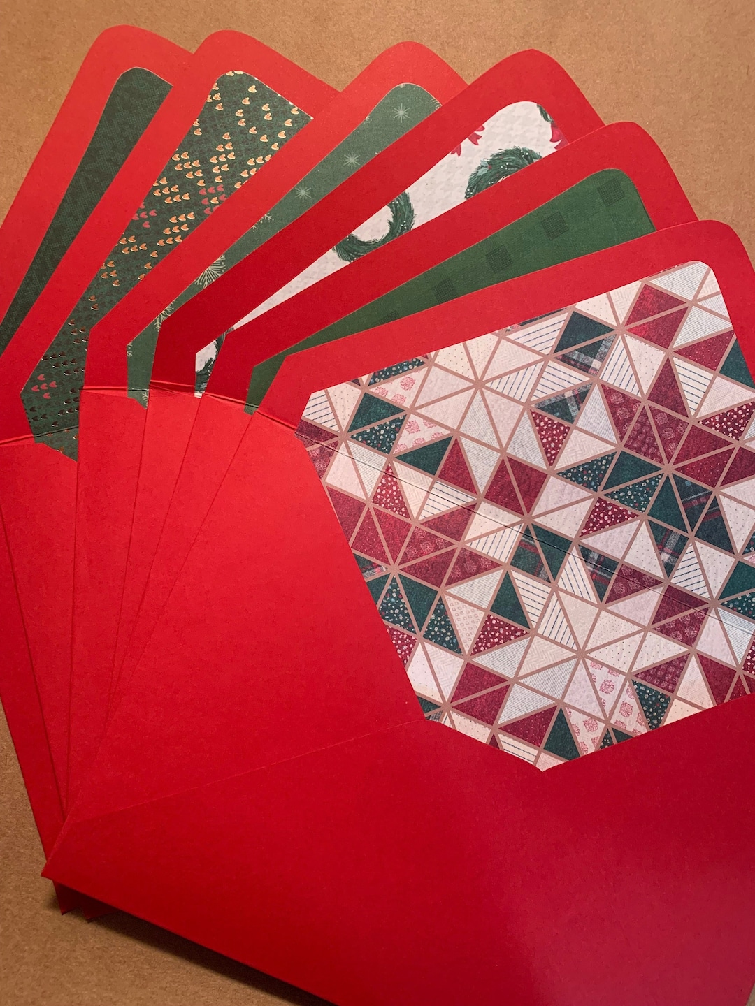 Handmade Red Christmas Envelopes: Lined Cardstock, Self Adhesive, Set ...