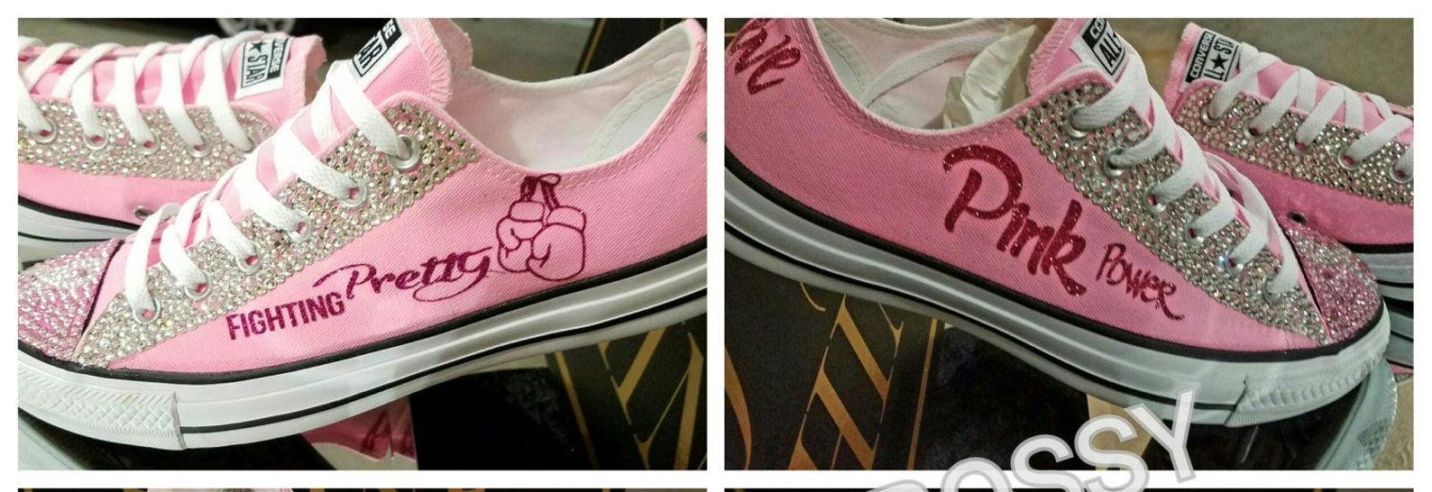Breast Cancer Bling Rhinestone Converse - Etsy