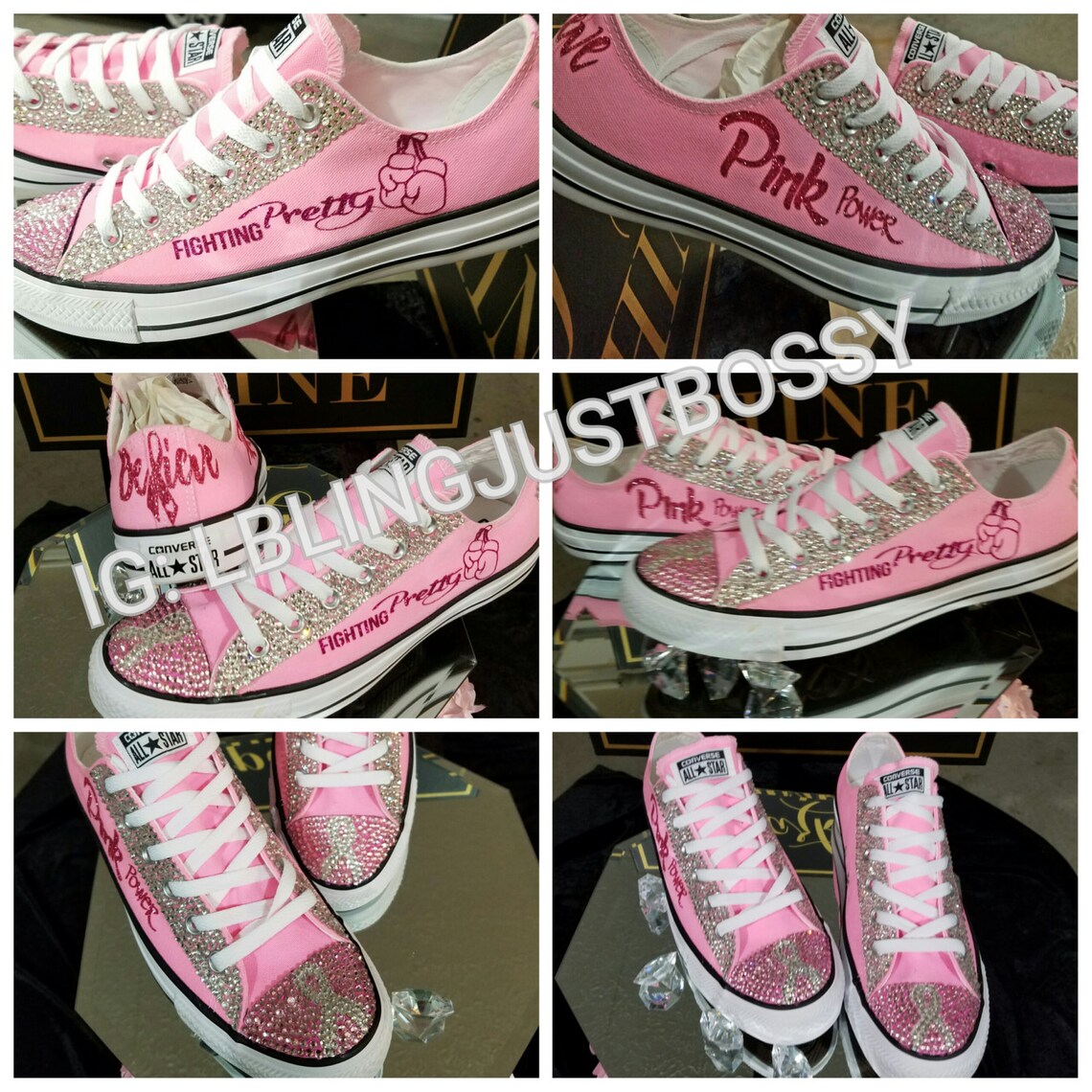 Breast Cancer Bling Rhinestone Converse - Etsy