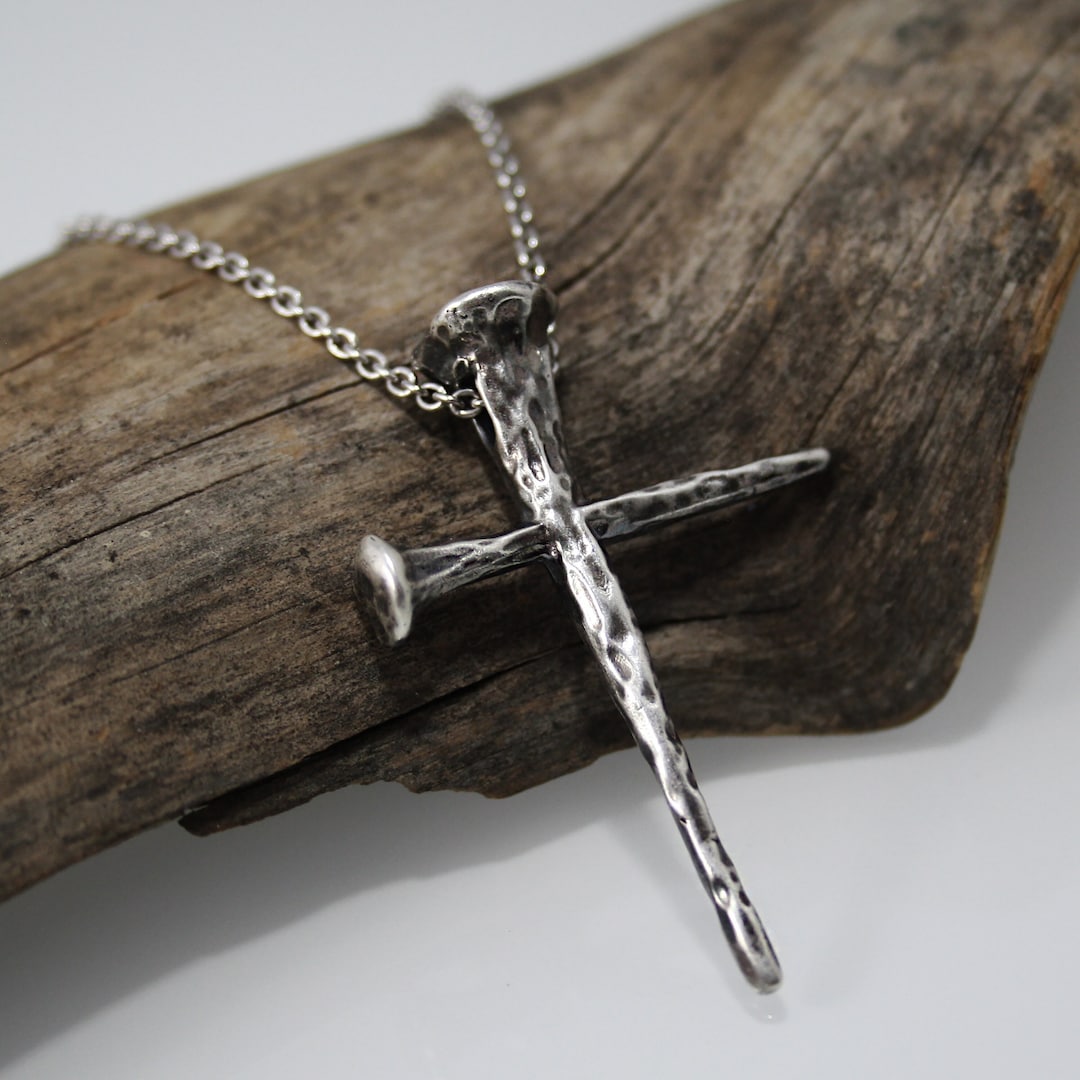 Nail Cross Solid Sterling Silver 925, Cross Jewelry, 2 Nails Cross ...