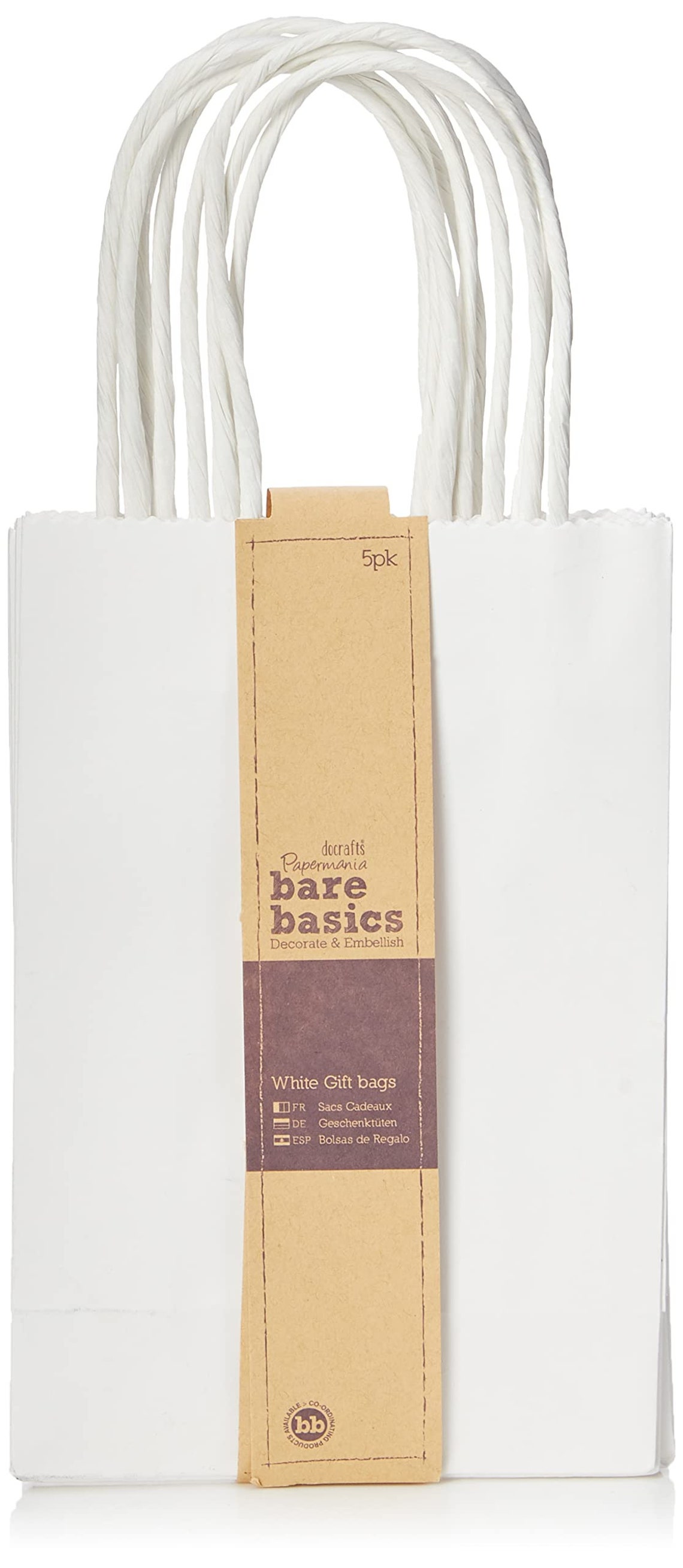 Bare Basic Gift Bags. Pack of 5 Bags. Size Large. 26cm Tall X 20 Cm ...