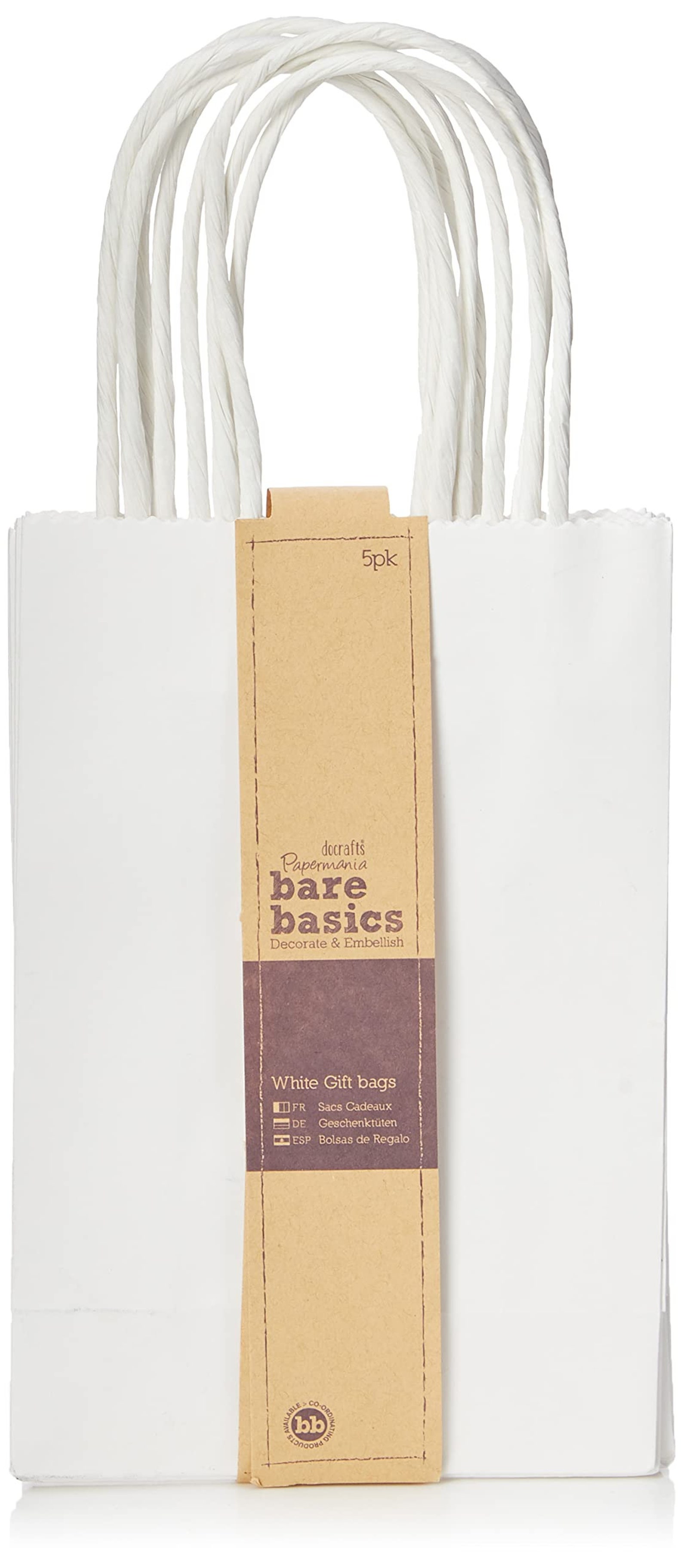 Bare Basic Gift Bags. Pack of 5 Bags. Size Large. 26cm Tall X 20 Cm ...