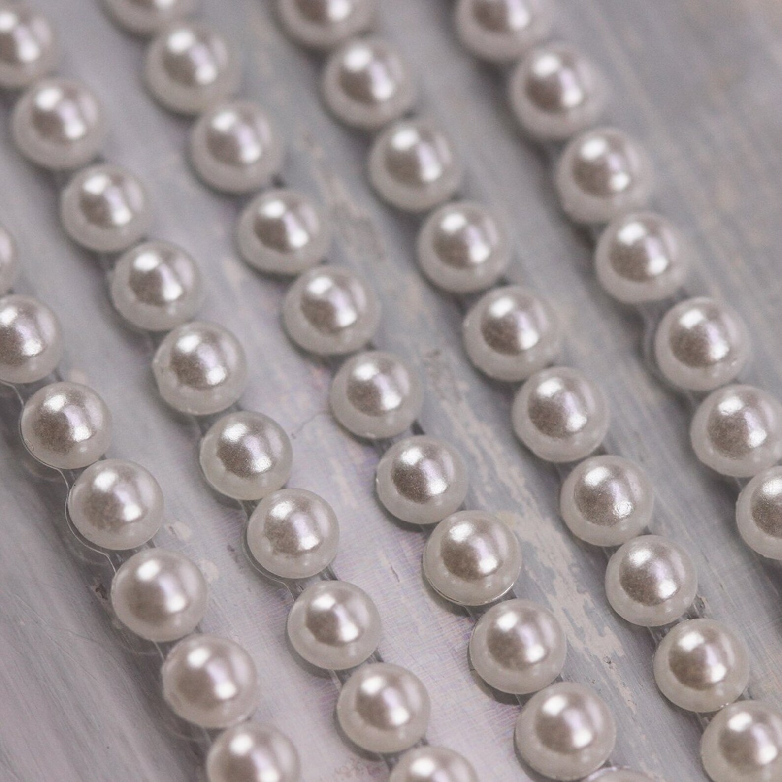 Self Adhesive 6mm Pearl Rows. 10 Rows in Each Pack. 10 Pearls in Each ...