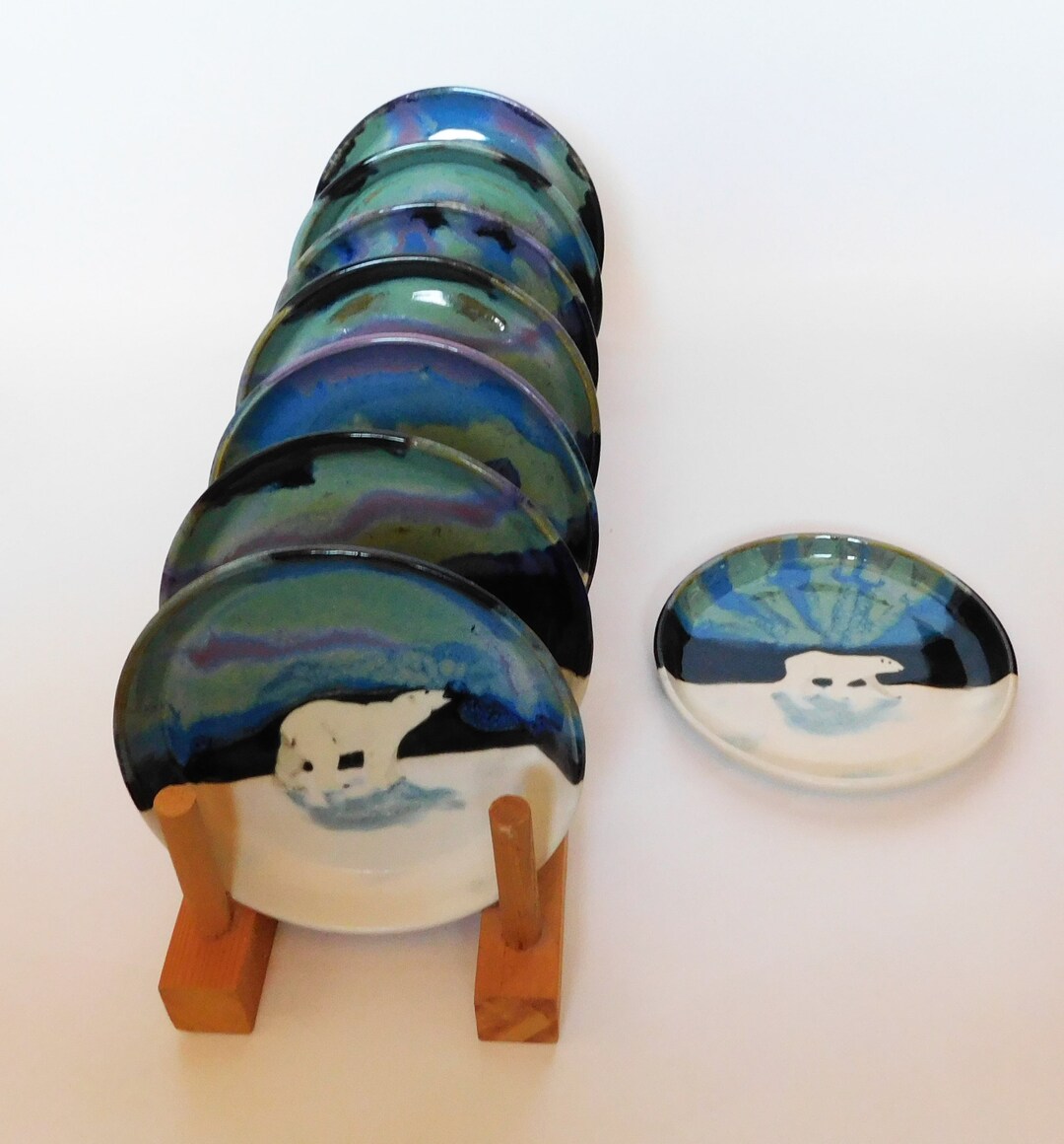 Polar Bear Northern Lights Appetizer,dessert Plate,spoon Rest,trinket ...