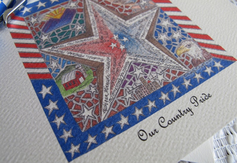 American Patriotic Note Cards Illustrated With Pen and Ink and Colored ...