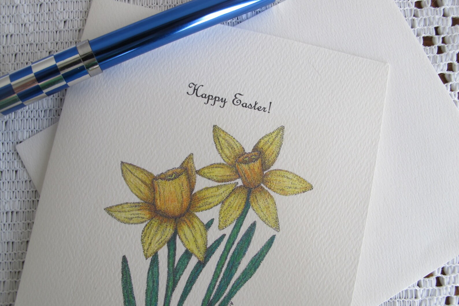 Assortment of Note Cards Pen and Ink Drawing of Spring and Easter ...
