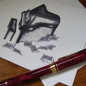 Piano Note Cards Illustrated With Pen and Ink - "baby Stein" - Etsy