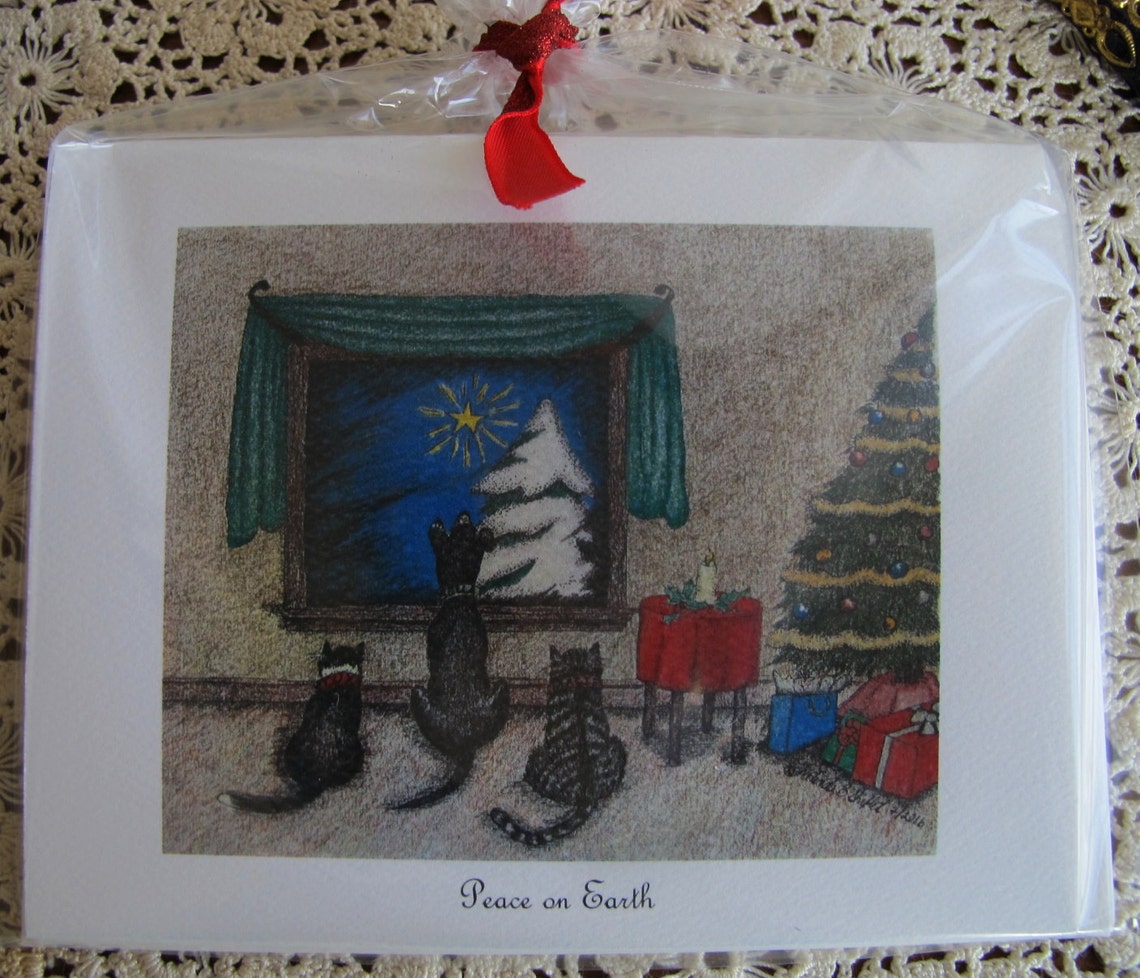 Furry Friends Holiday Note Cards Illustrated With Pen and Ink - Etsy