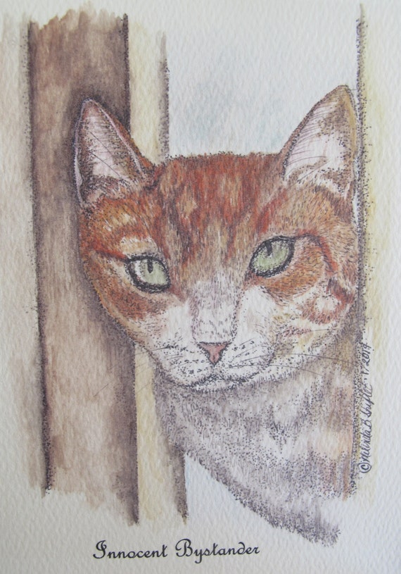 Yellow Tabby Cat Note Cards Illustrated With Pen and Ink and - Etsy
