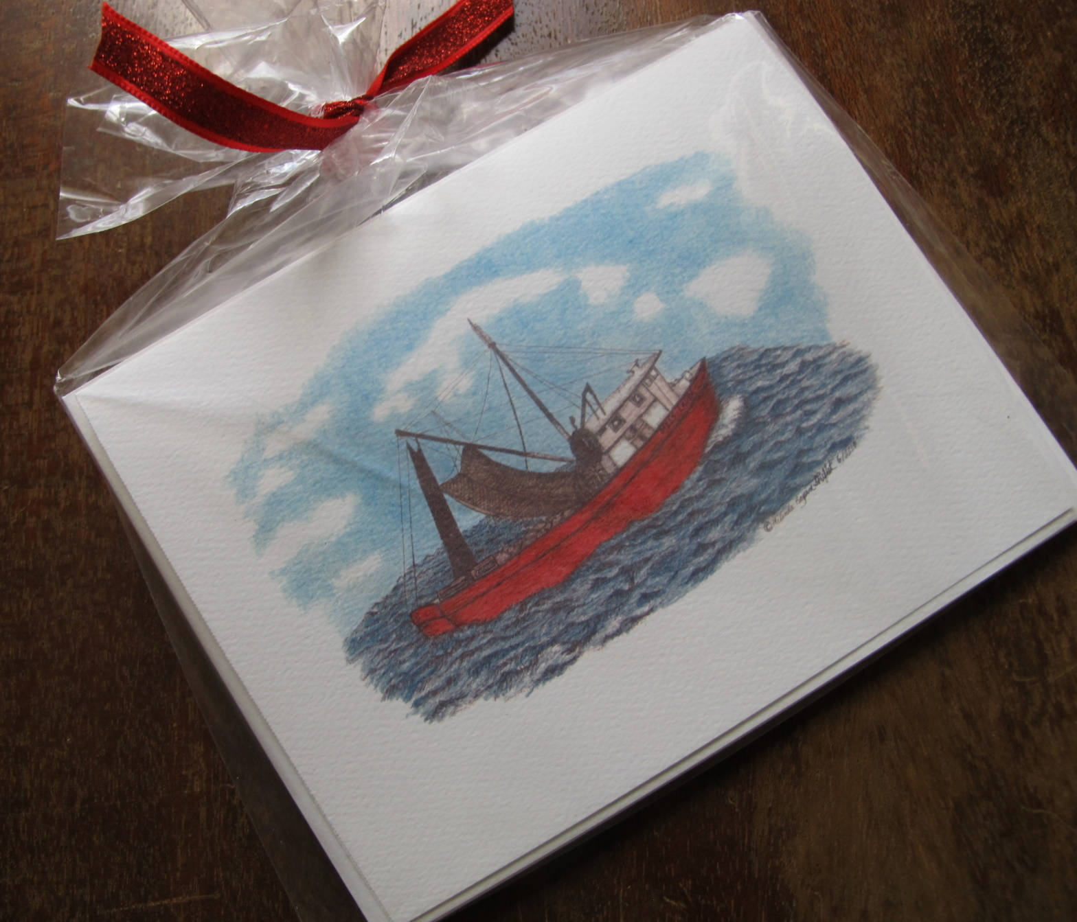 Lobster Boat Note Cards Illustrated With Pen and Ink and - Etsy