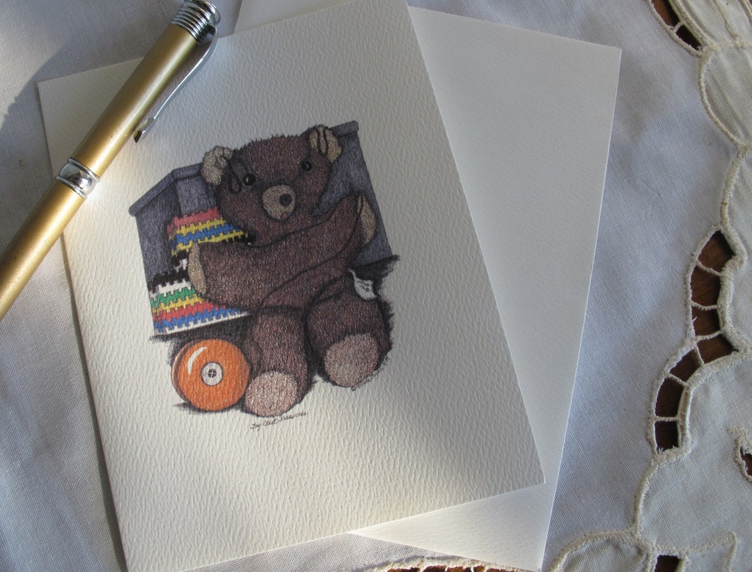 Teddy Bear Note Cards Illustrated With Pen and Ink and Colored Pencil ...