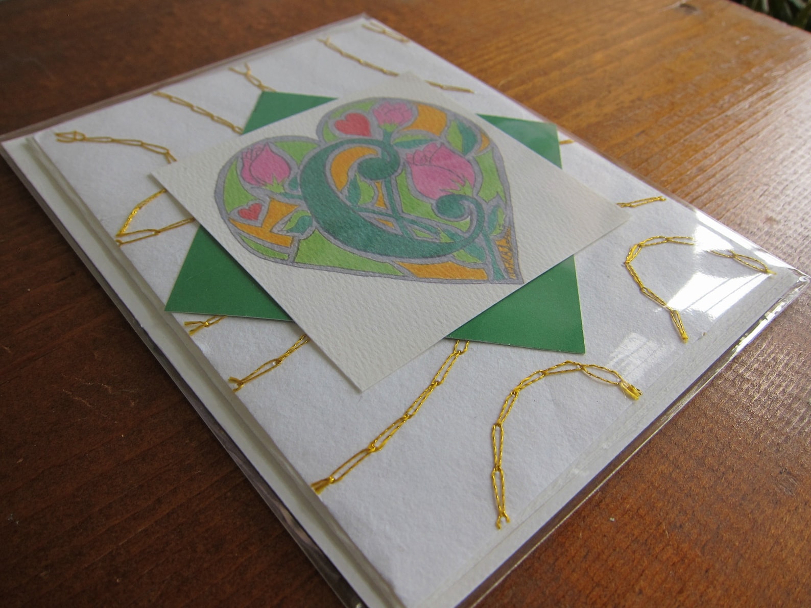 Heart-shaped "c" Monogram Handmade Note Card - Recycled and Up-cycled ...