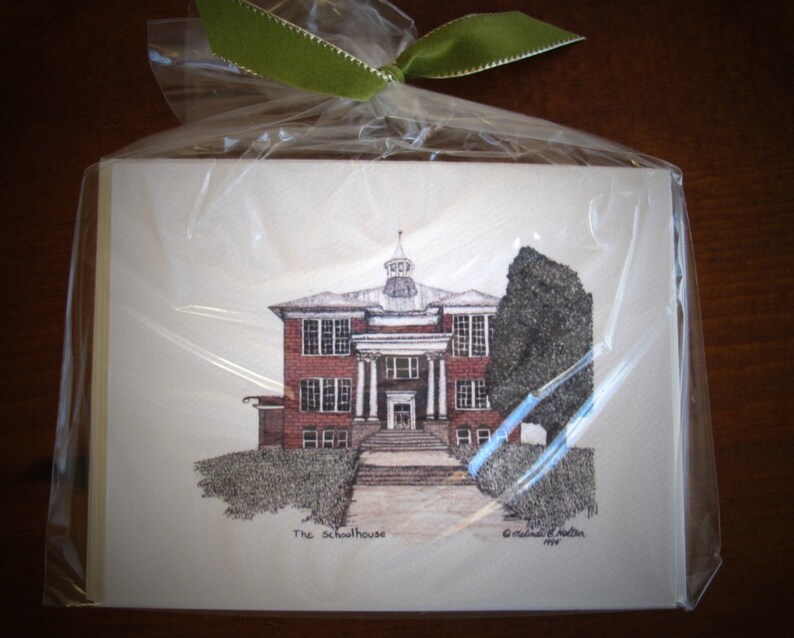 Old School House Note Cards Illustrated With Pen and Ink and Colored ...