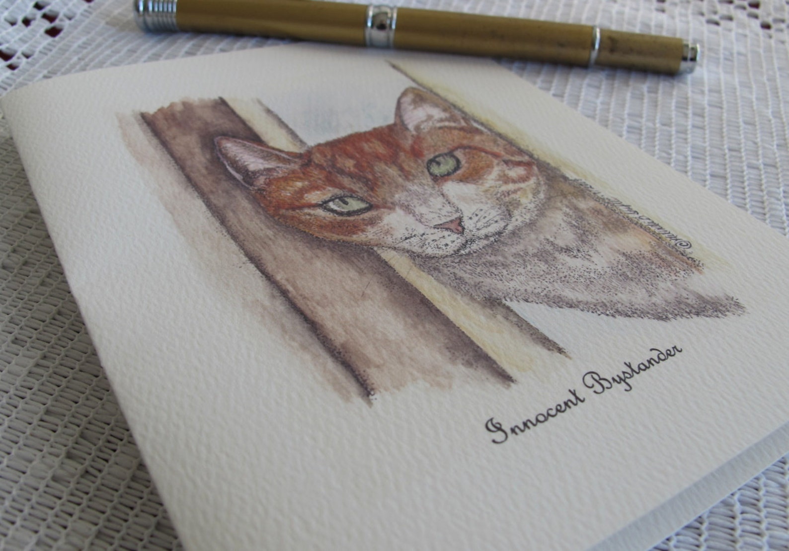 Yellow Tabby Cat Note Cards Illustrated With Pen and Ink and Colored ...