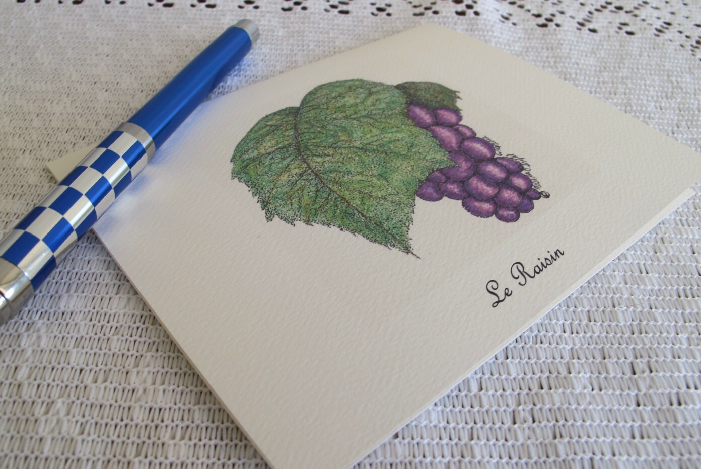 Pen and Ink Drawing on Note Cards of Grapes and Leaves - "le Raisin" - Etsy