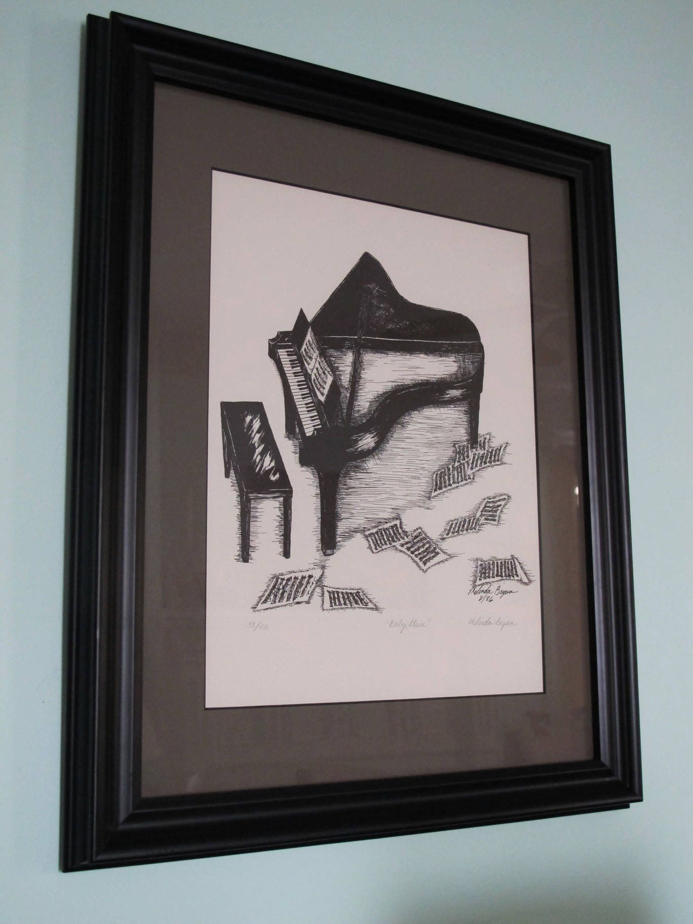 Piano Print Illustrated With Pen and Ink - "baby Stein" - Matted and ...