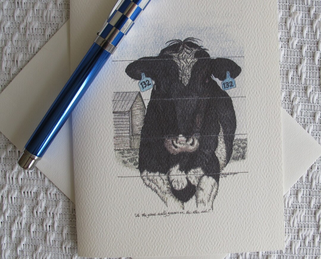 Holstein Cow Note Cards - "is the Grass Really Greener on the Other ...