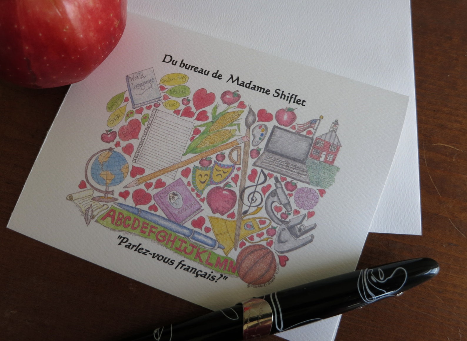 Teacher Appreciation Pen and Ink and Colored Pencil Note Cards - Cards ...
