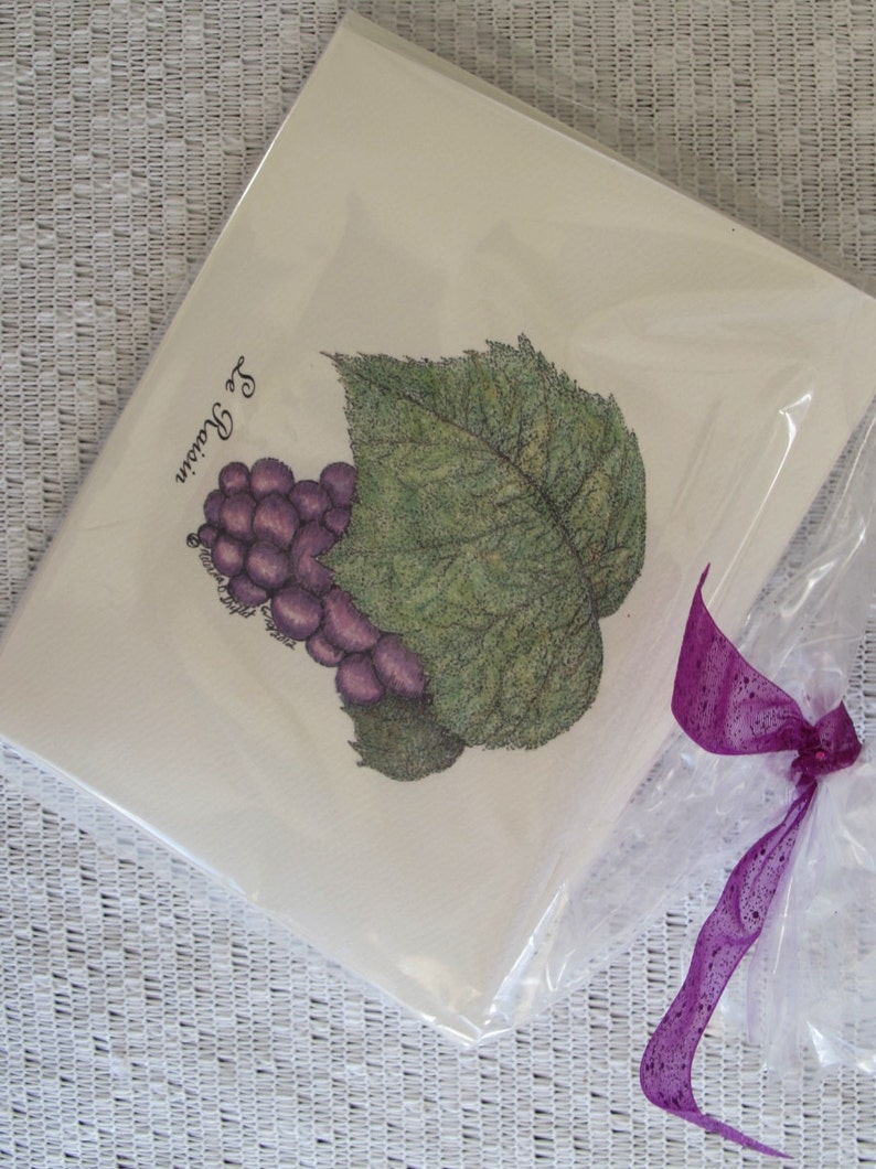 Pen and Ink Drawing on Note Cards of Grapes and Leaves - "le Raisin" - Etsy