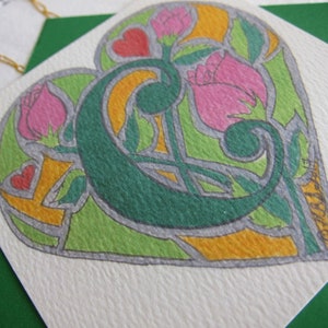 Heart-shaped "c" Monogram Handmade Note Card - Recycled and Up-cycled ...