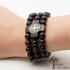 St Benedict Bracelet сut From Eben Wood and Silver Saint | Etsy