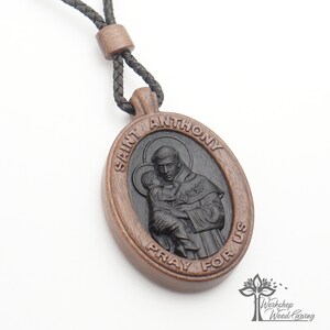 Eben Wood Saint Anthony Medal Necklace: Catholic Patron Saint Jewelry ...