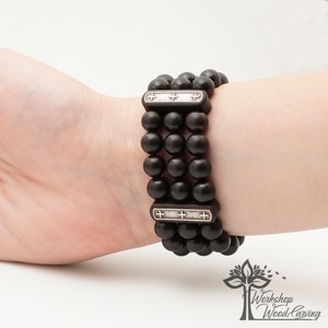 St Benedict Bracelet сut From Eben Wood and Silver Saint | Etsy