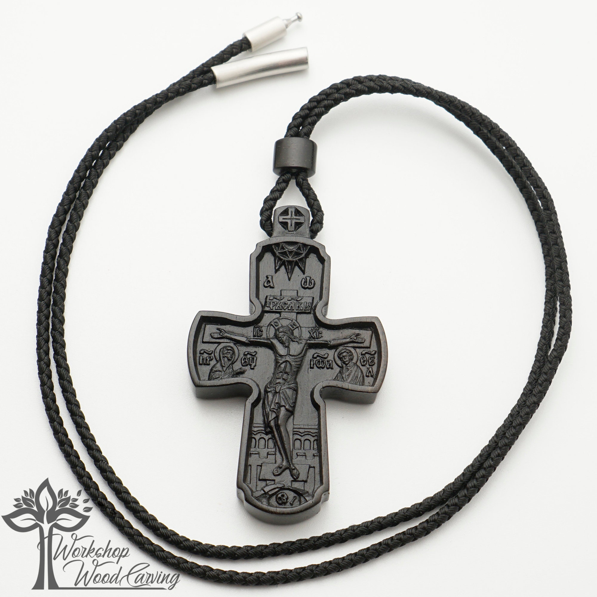 Necklace Orthodox Wooden Cross Christian Jewelry Crucifixion | Etsy