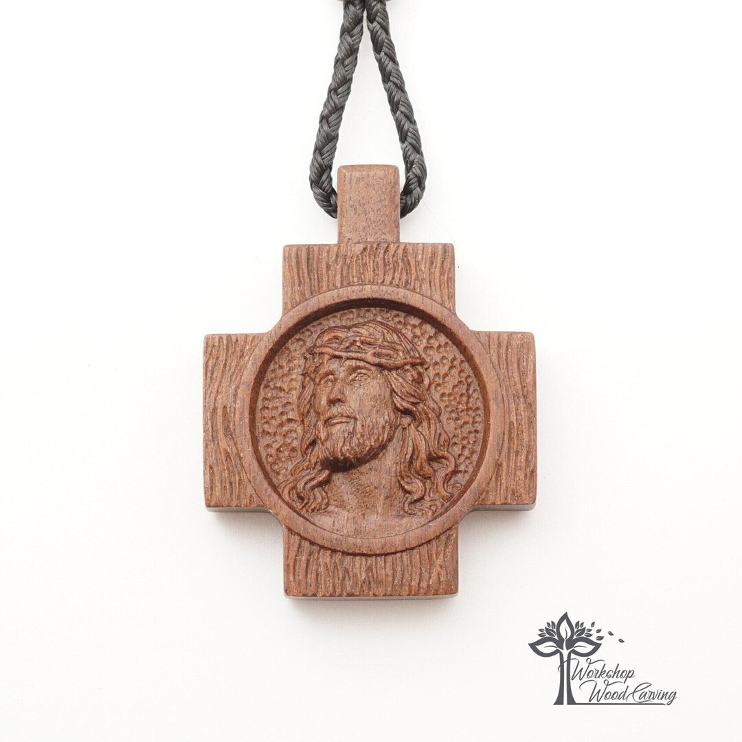 Handcrafted Wooden Pectoral Cross – Rustic Christian Pendant Necklace ...